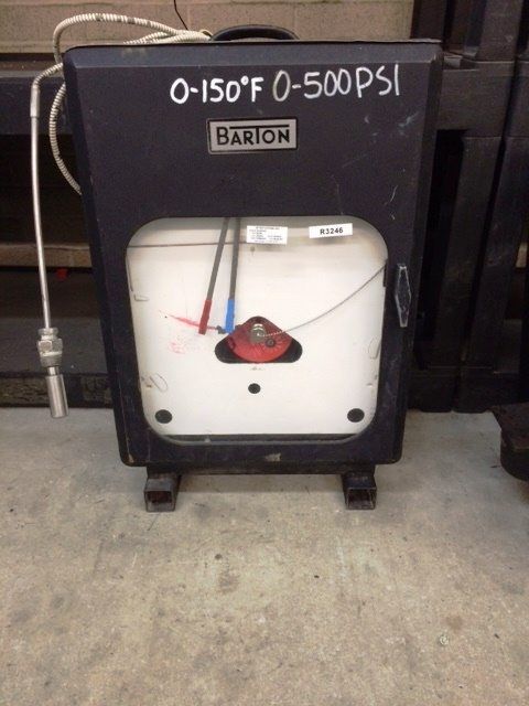 ITT Barton 242E-500# x 0-150F Pressure and Temperature Chart Recorder ...